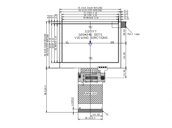 Customized Resistive Touch Screen Monitor 3.5 Inch Digital 24 - Bit RGB ...